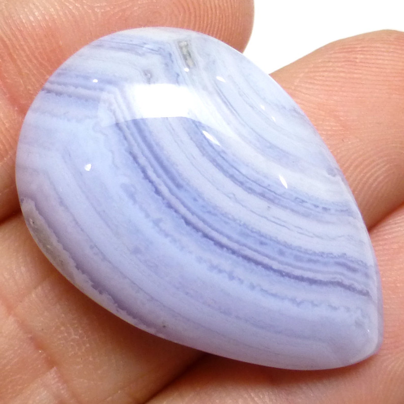 Blue Chalcedony Cabochon Pear Drop Natural Africa Lovely Stone Rare ...