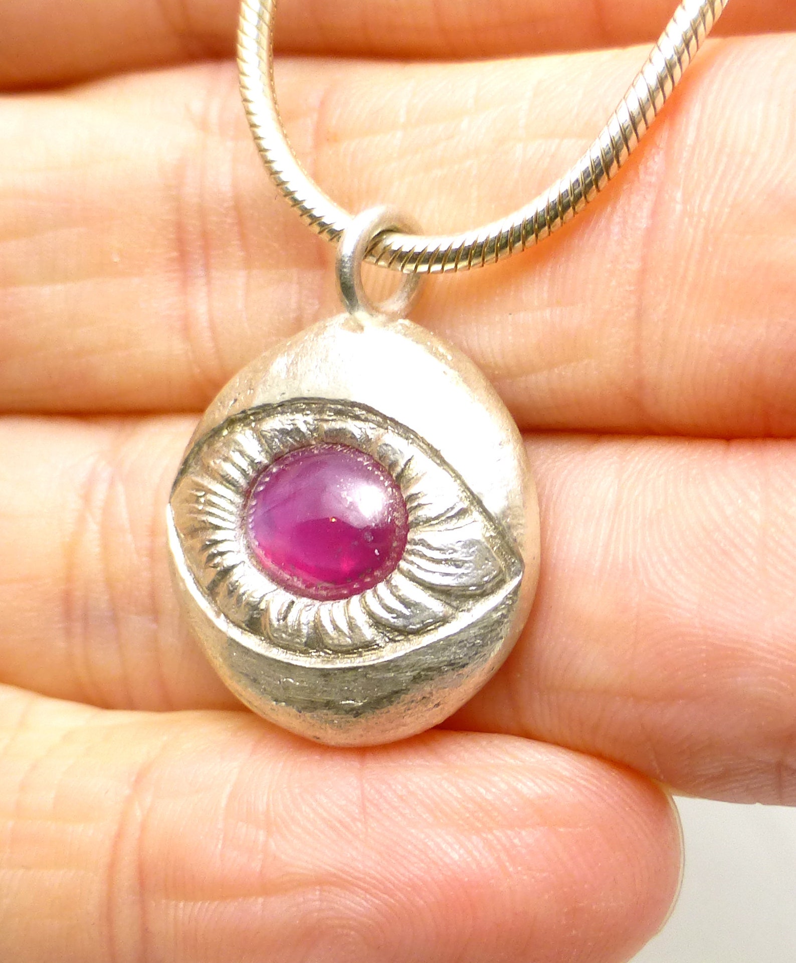 Pink Linde Star Sapphire Fine Silver Necklace All Seeing Evil Eye ...