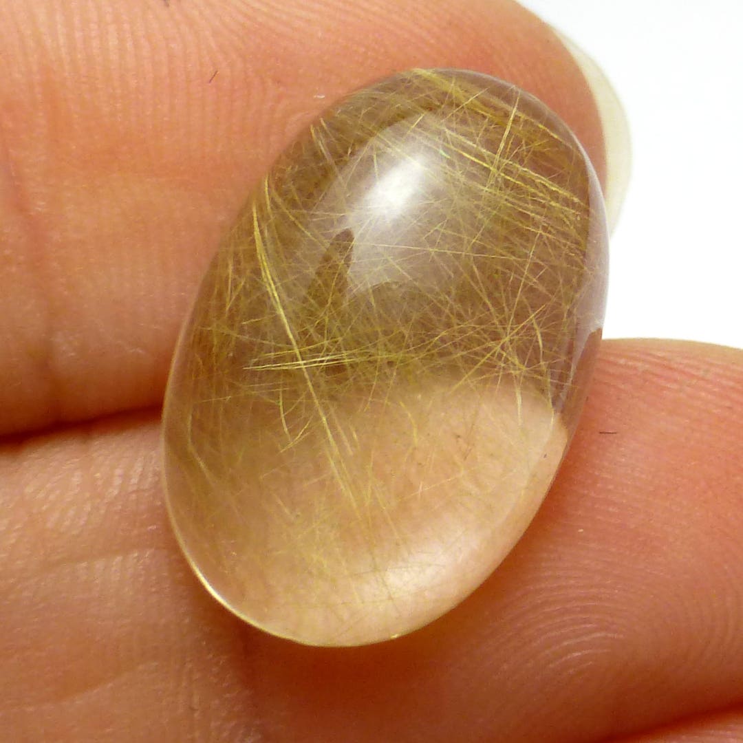 Rutilated Quartz Cabochon Loose Gemstone Domed Oval 19x13 Gold Golden ...