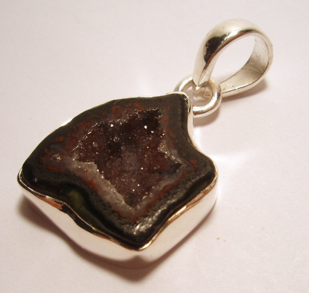 Tabasco Geode Pendant Necklace Mini Geode Sterling Silver Pendant Ready ...
