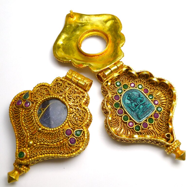 Tibetan Prayer Box Locket Buddhist Ghau Amulet 24kt Yellow - Etsy