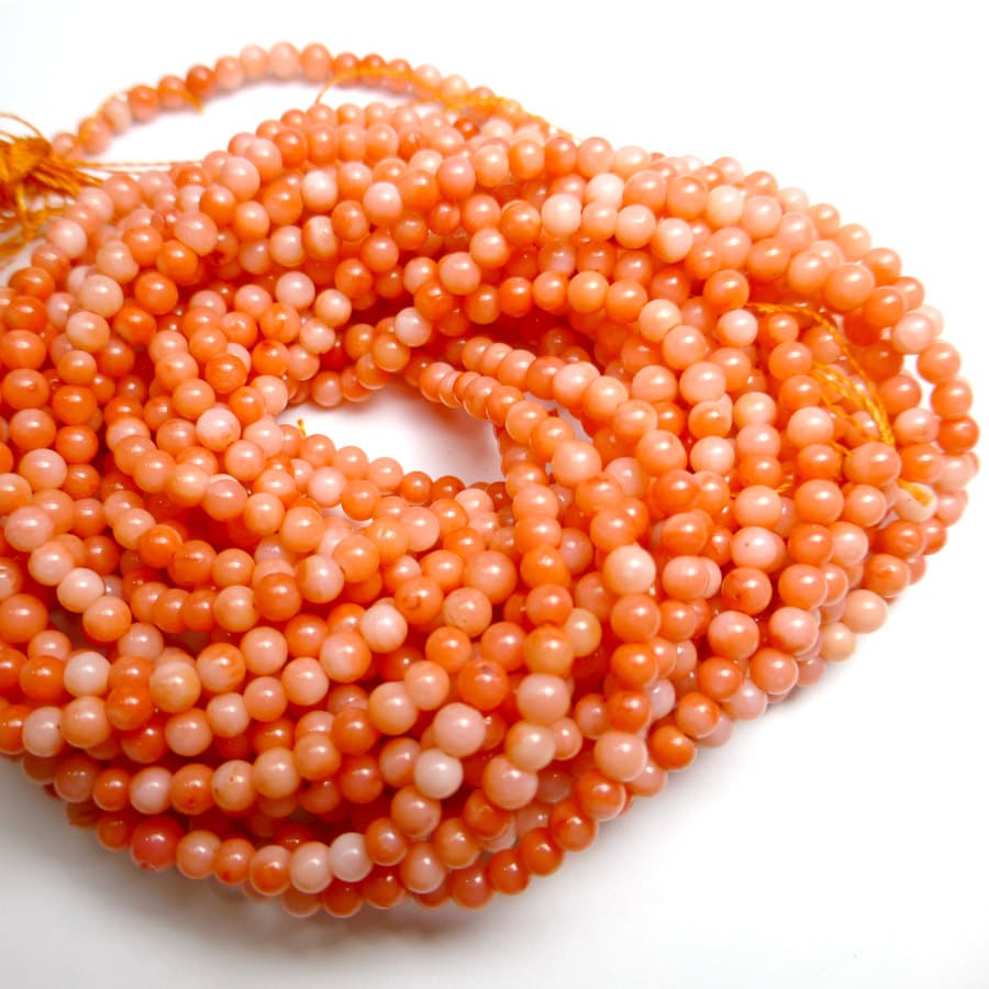 2.5mm Coral Beads Round Smooth Natural Orange Color 15.5 Inch Full ...