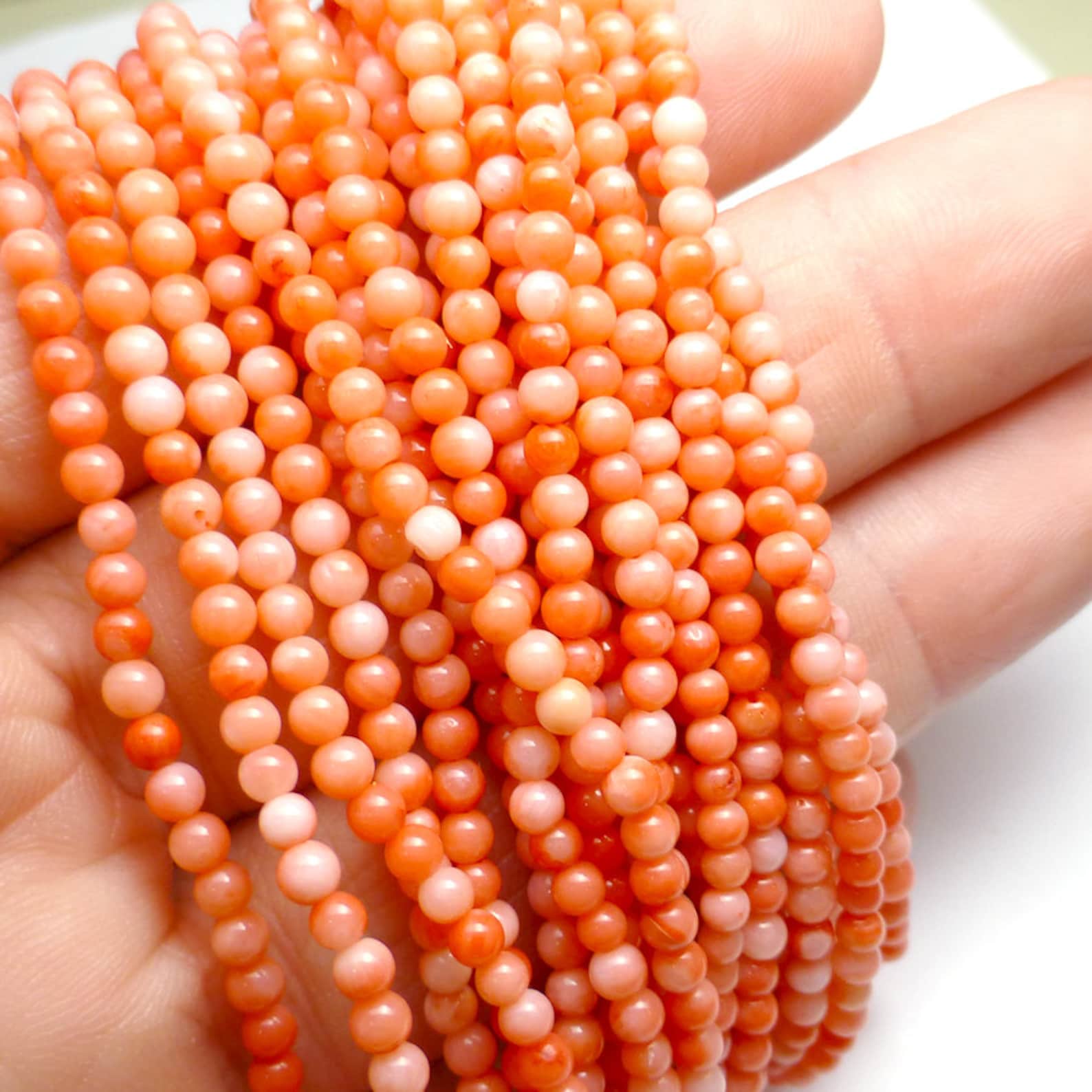 2.5mm Coral Beads Round Smooth Natural Orange Color 15.5 Inch Full ...