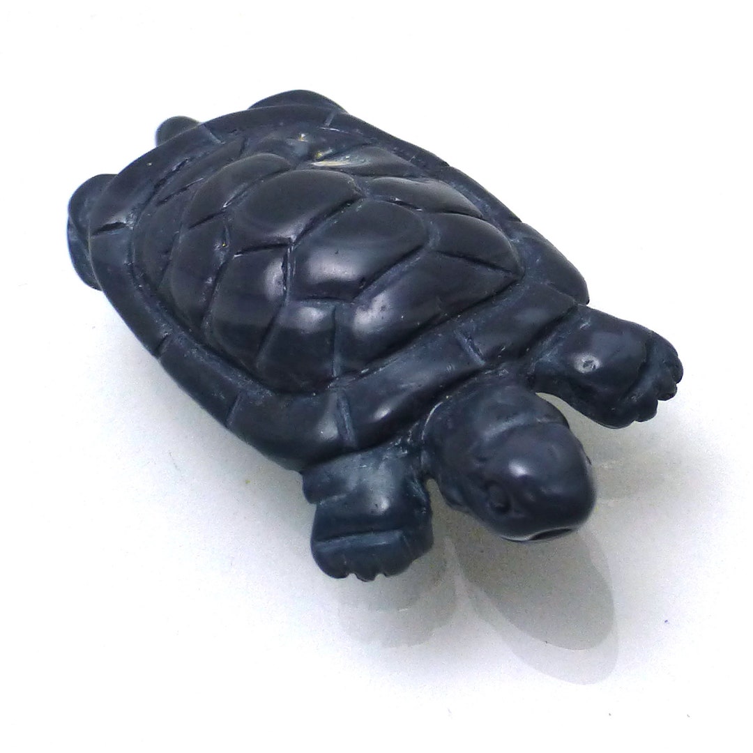 25.12 Carats Black Opal Turtle Carving Handmade Carved Solid Blue Grey ...