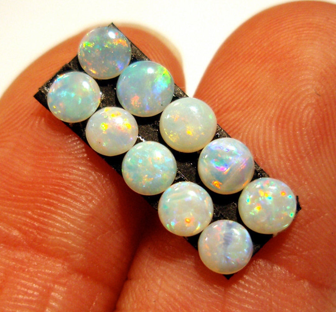 ONE 3mm Round Natural Opal Cabochon - Solid Australian White Coober ...