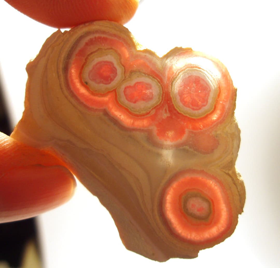 53 Carats Rhodochrosite Stalagmite Slice Cabochon Stalactite Bulls Eye ...
