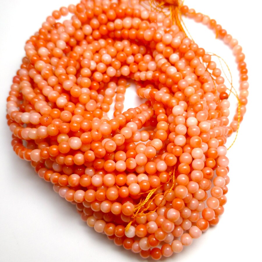 2.5mm Coral Beads Round Smooth Natural Orange Color 15.5 Inch Full ...