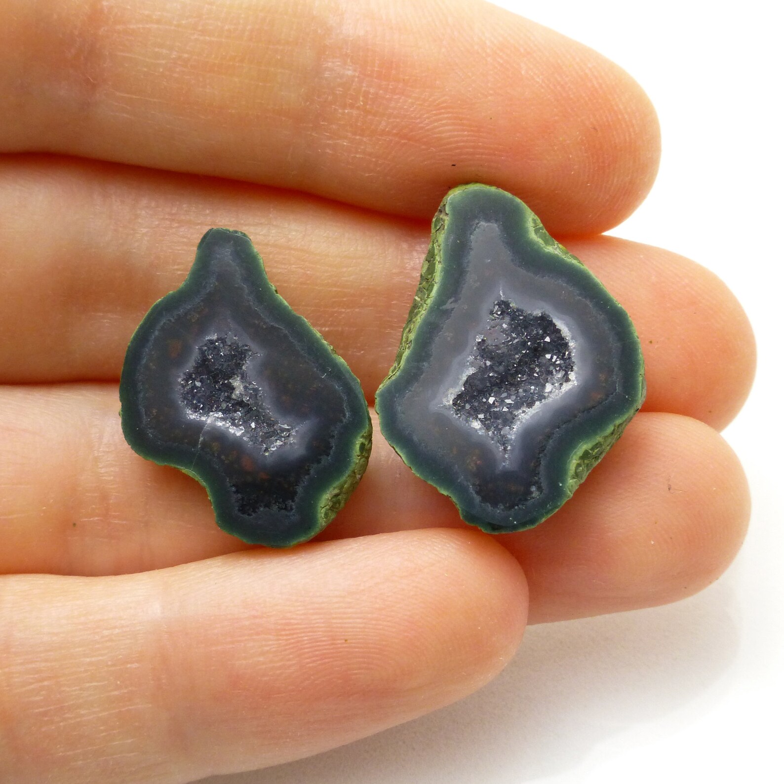Miniature Tabasco Geode Pair Two Cabochon Mini Geode Split in - Etsy