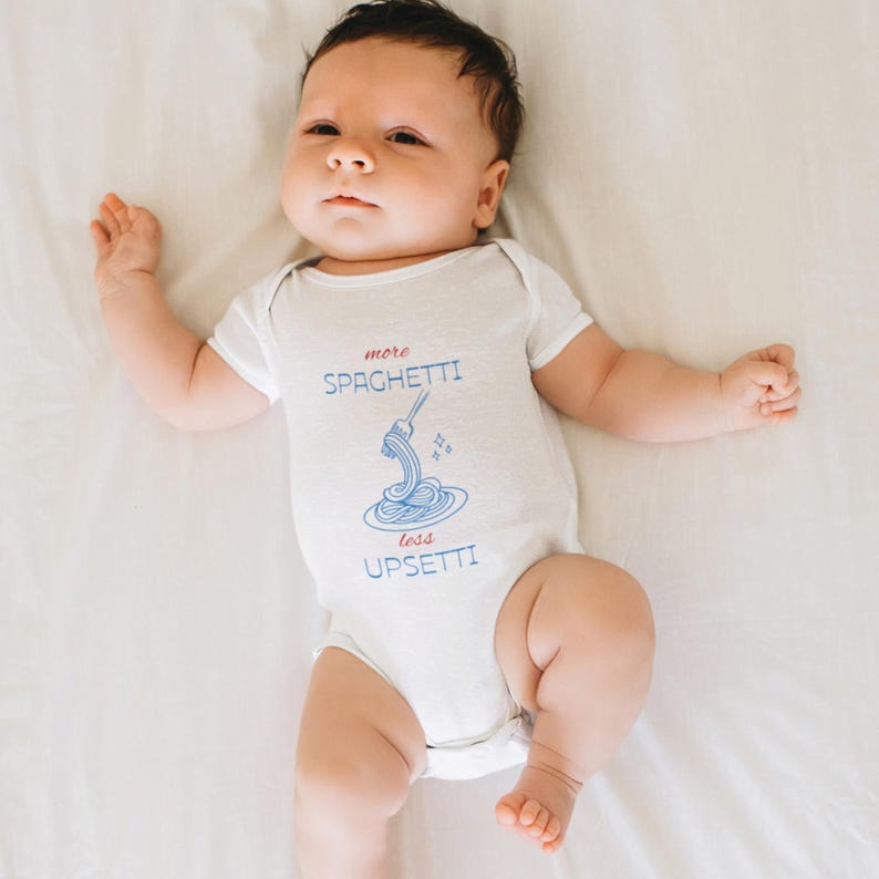 More Spaghetti Less Upsetti Baby Bodysuit: Funny Italian Pasta Outfit ...