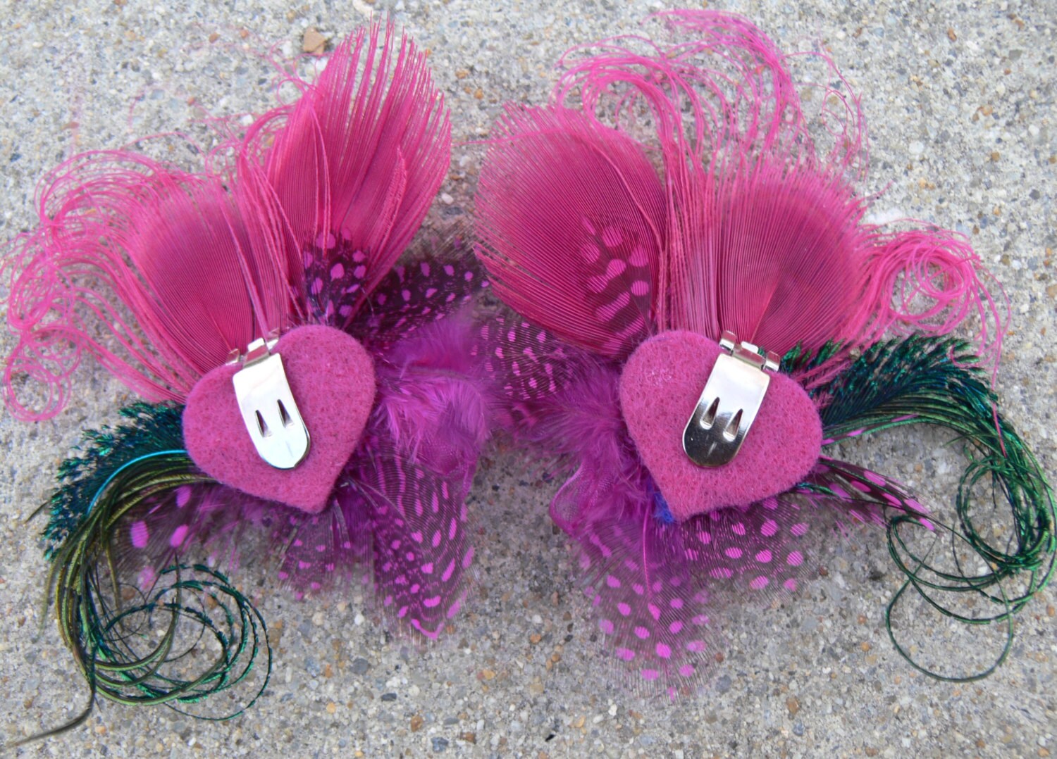 Perky Pink Peacock Shoe Clips With Iridescent Green Herl and | Etsy