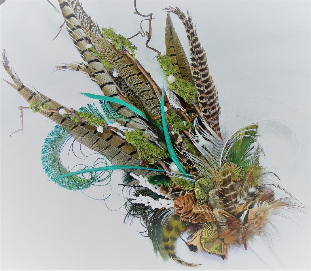 Pheasant Feather Cake Topper Rustic and Pearls Wedding, Groom's Cake ...