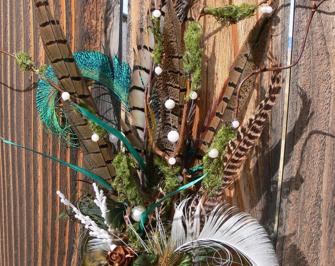 Pheasant Feather Cake Topper Rustic and Pearls Wedding - Etsy