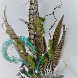 Pheasant Feather Cake Topper Rustic and Pearls Wedding, Groom's Cake ...