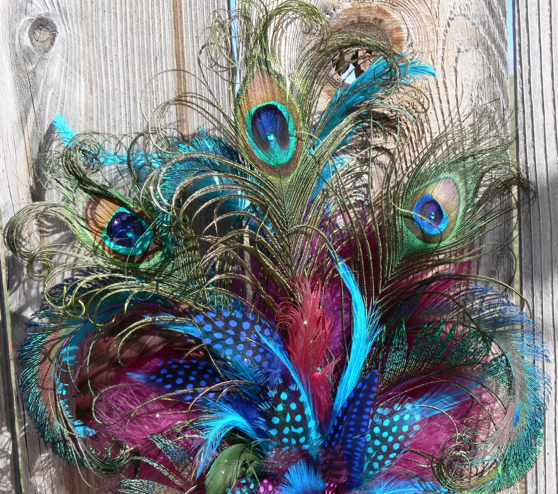 Peacock Feather Cake Topper coordinating feathers in choice | Etsy