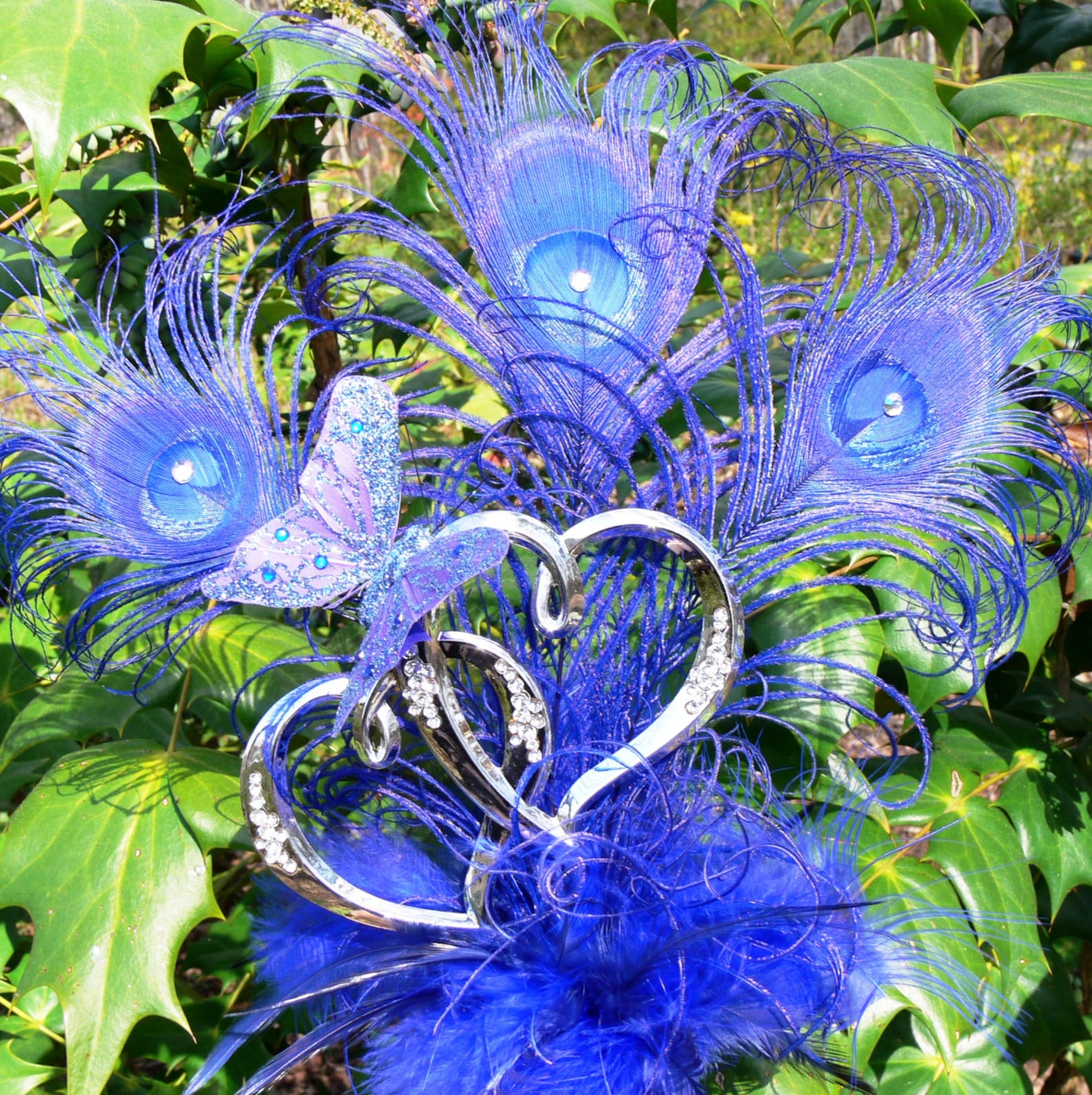 Peacock Feather Cake Topper coordinating feathers in choice | Etsy