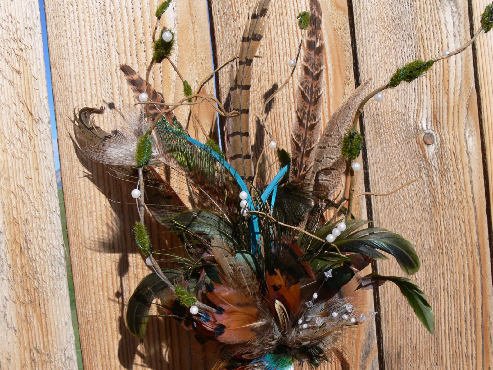 Pheasant Feather Cake Topper Rustic and Pearls Wedding | Etsy