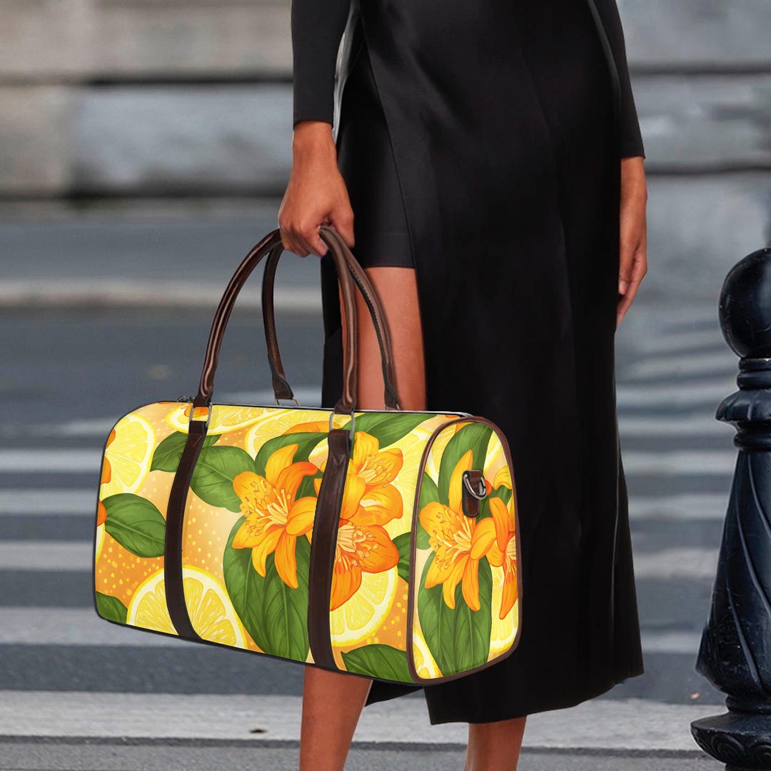 Orange Blossom Lemon Duffle Bag – Tropical Citrus Print Weekender - Etsy