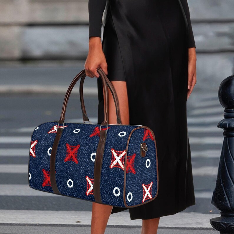 Denim Weekender Bag • Indigo Stars & Circles Travel Duffle - Etsy