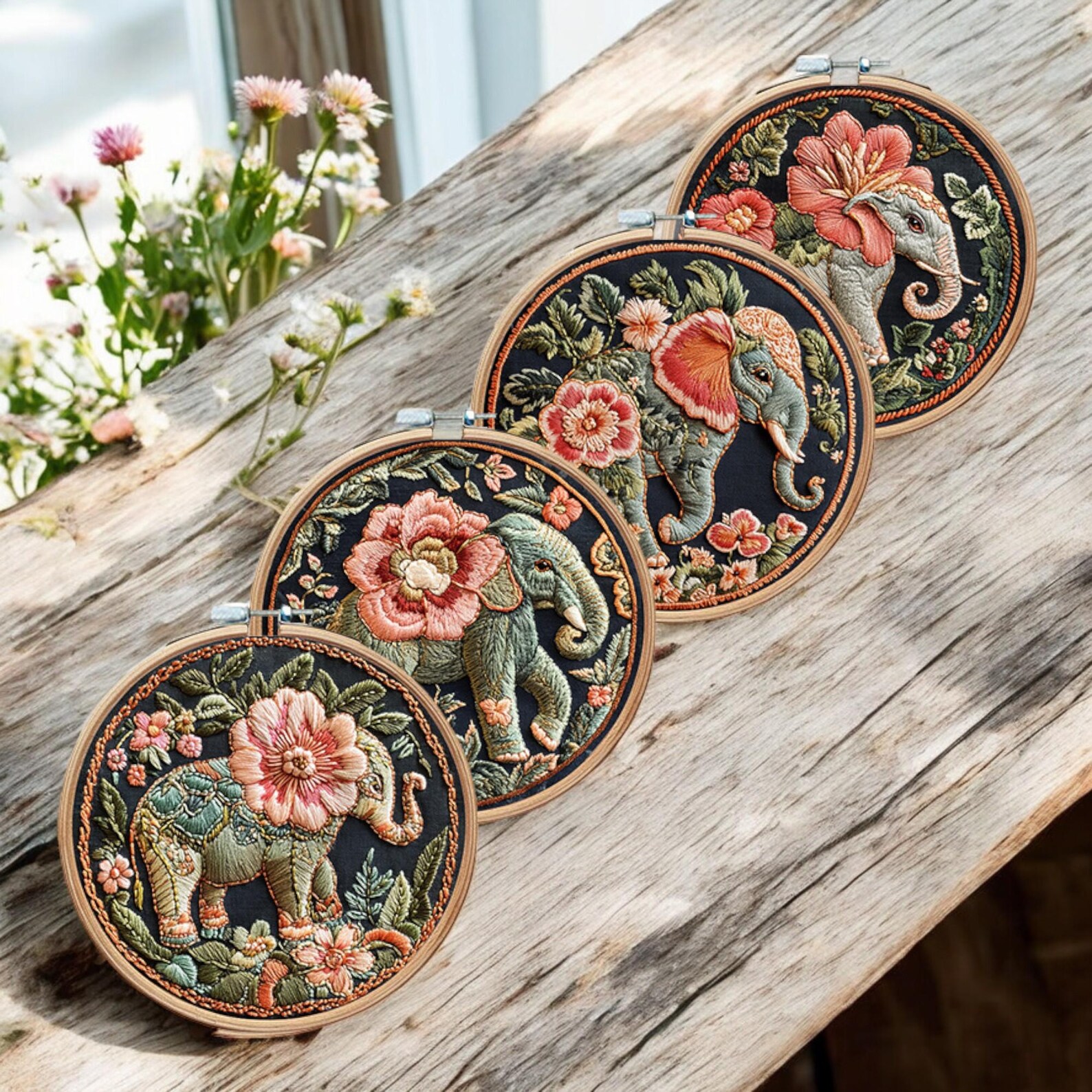 Elephant Embroidery Kit: Floral DIY Craft (15cm) - Etsy