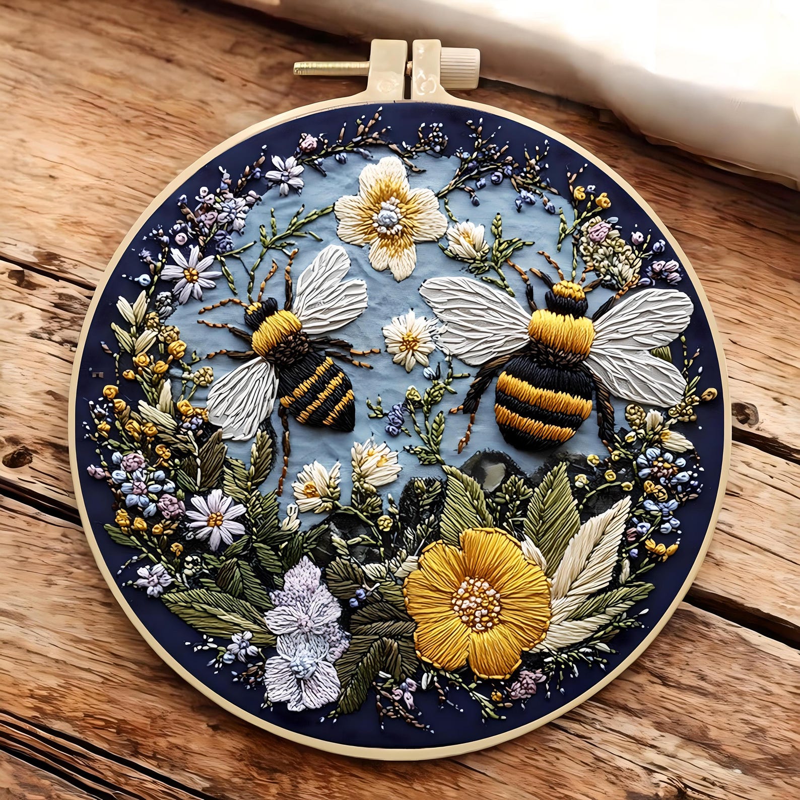 Floral Bee Embroidery Kit: DIY Needlepoint Craft (15cm) - Etsy