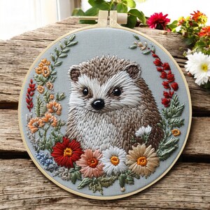 Woodland Hedgehogs Embroidery Kit | Embroidery Pattern | Cross Stitch ...