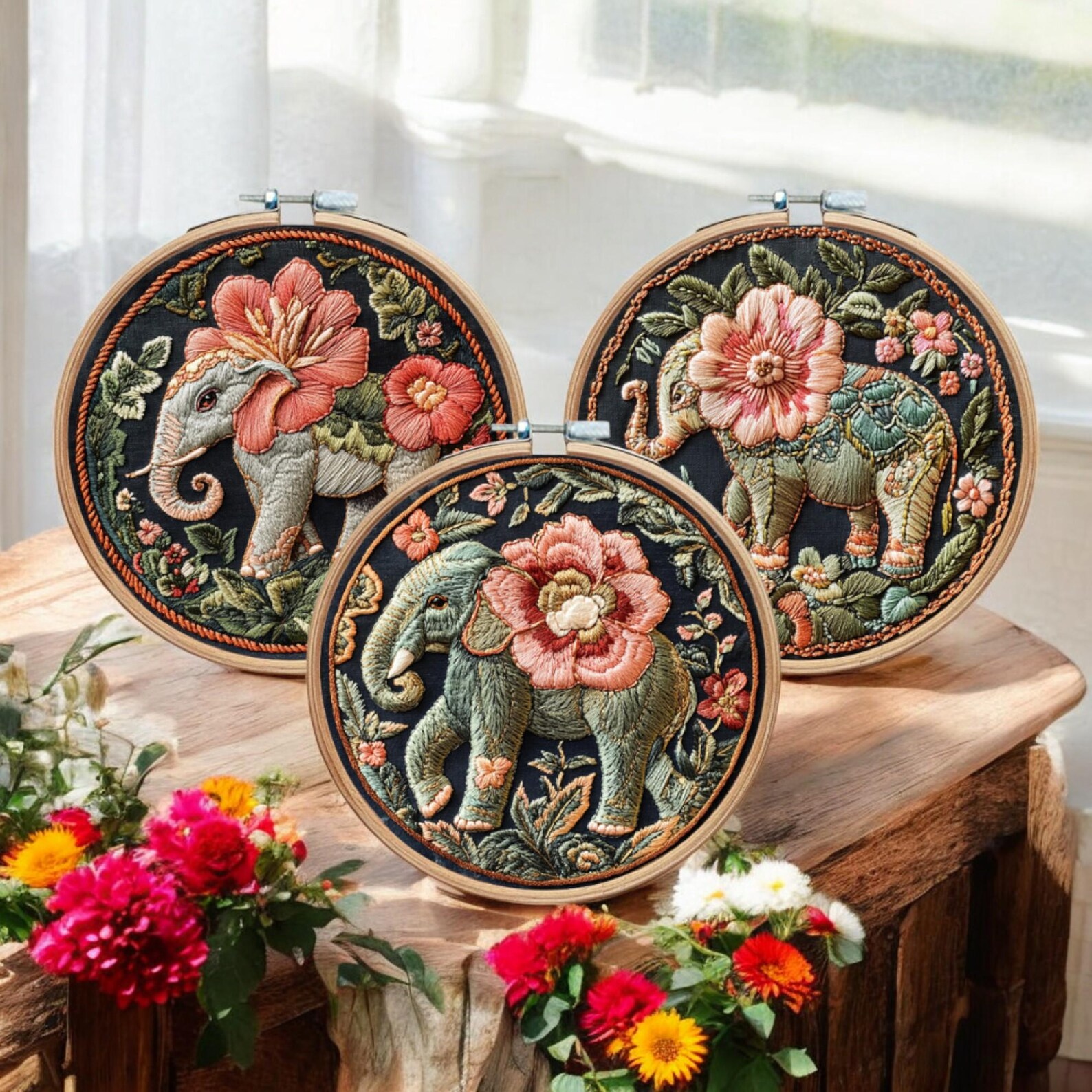 Elephant Embroidery Kit: Floral DIY Craft (15cm) - Etsy