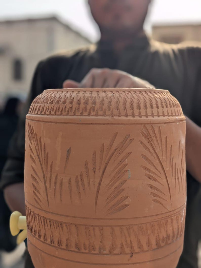 Handmade Clay Water Cooler: Hand-painted Floral Design, Antique Style ...