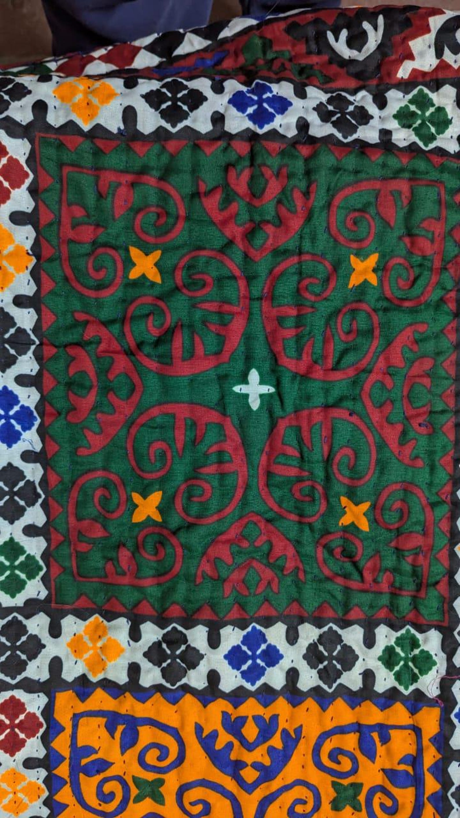 3X6 Gorgeous Vintage Ralli Pakistani Art Hand-stitched Embroidered ...