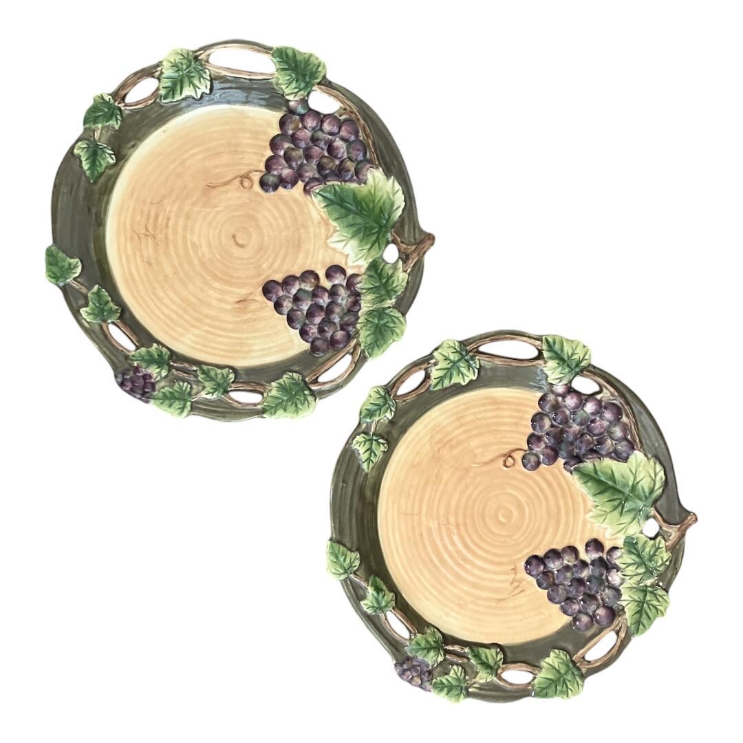 Pacific Rim Sonoma Salad Plates 9“ Embossed Grapes & Leaves Set of 2 - Etsy