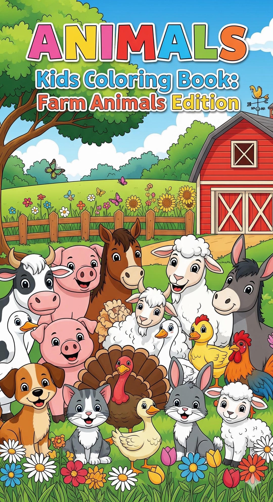 Farm Animals Coloring Book: Kids' Printable Art Activity (digital ...