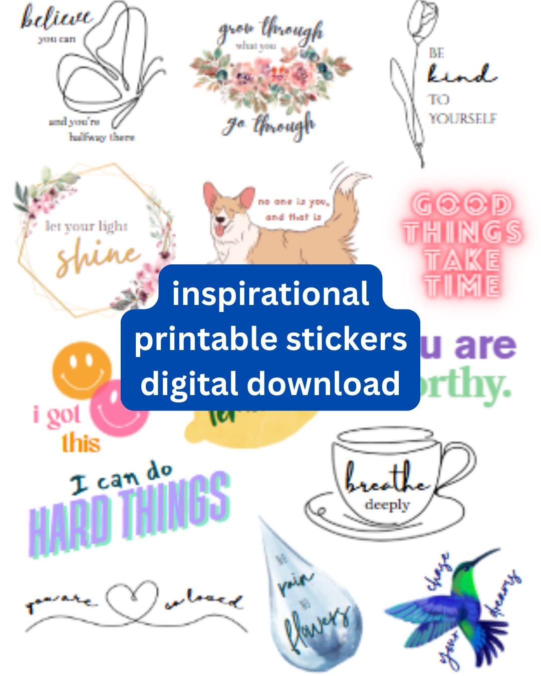Inspirational Printable Stickers Digital Download - Print at Home! - Etsy
