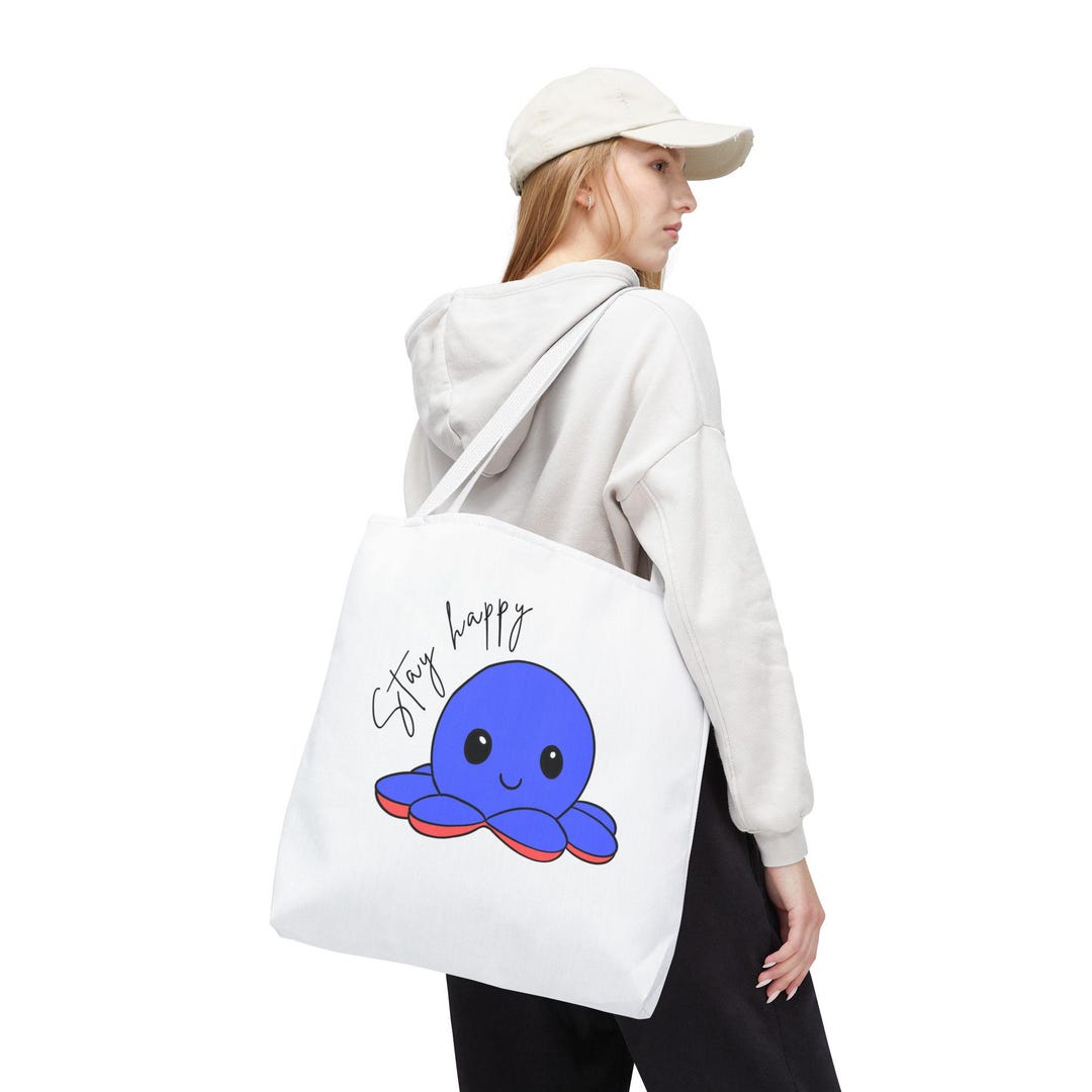Cute Octopus Tote Bag - Stay Happy Design, Eco-friendly Shopping - Etsy