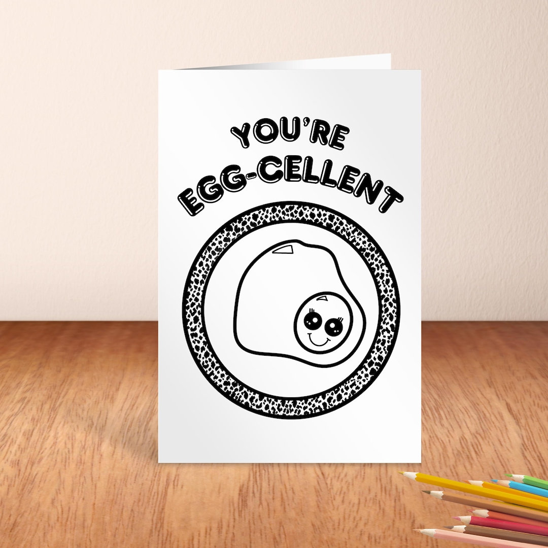 You're Egg-cellent, Coloring Page, Folded Card - Etsy