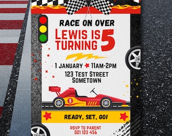 Formula 1 Mercedes Birthday Invitation - F1 Car Invite - F1 Party ...