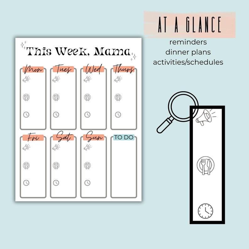 Printable Weekly Planner for Mamas | Simple Family Schedule, Dinner ...