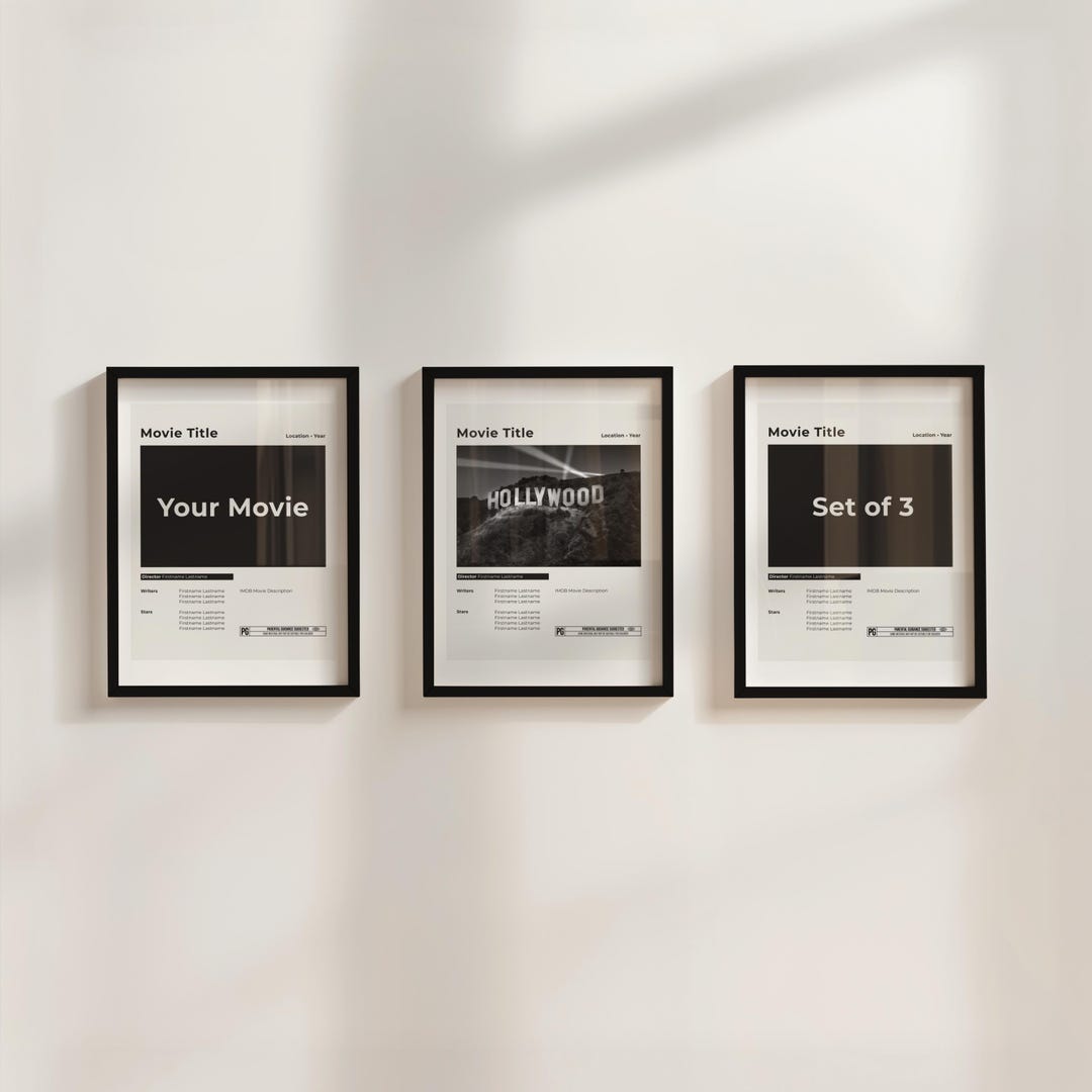Set of 3 Custom Minimalist Movie Posters – Signature Design ...