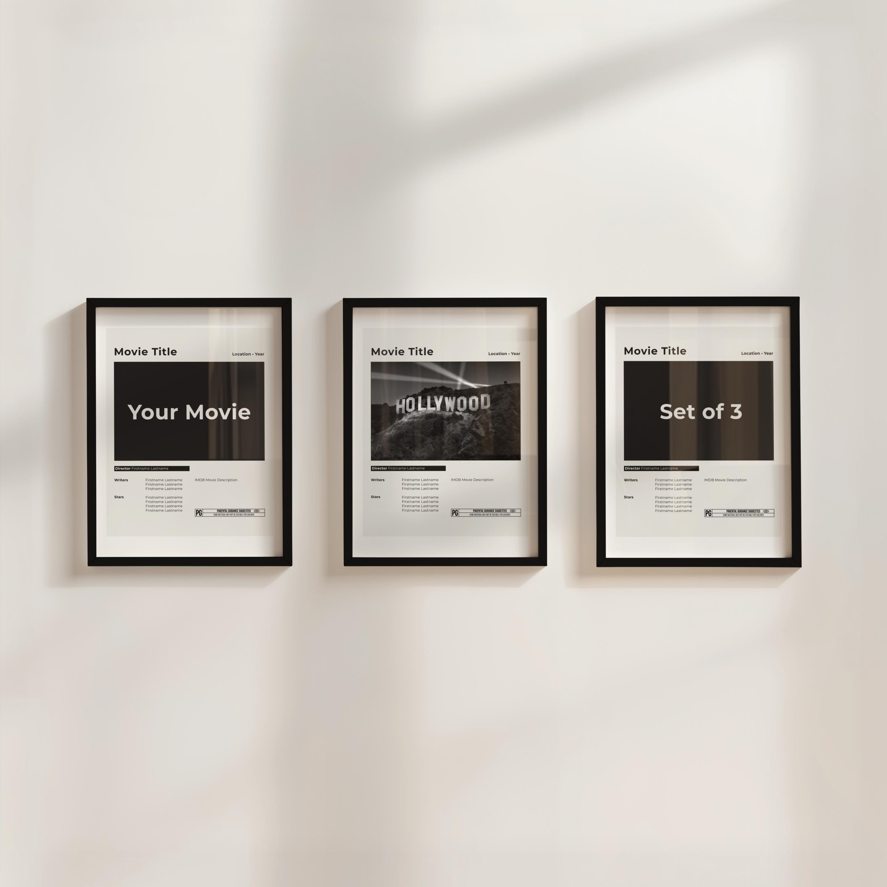 Set of 3 Custom Minimalist Movie Posters – Signature Design ...