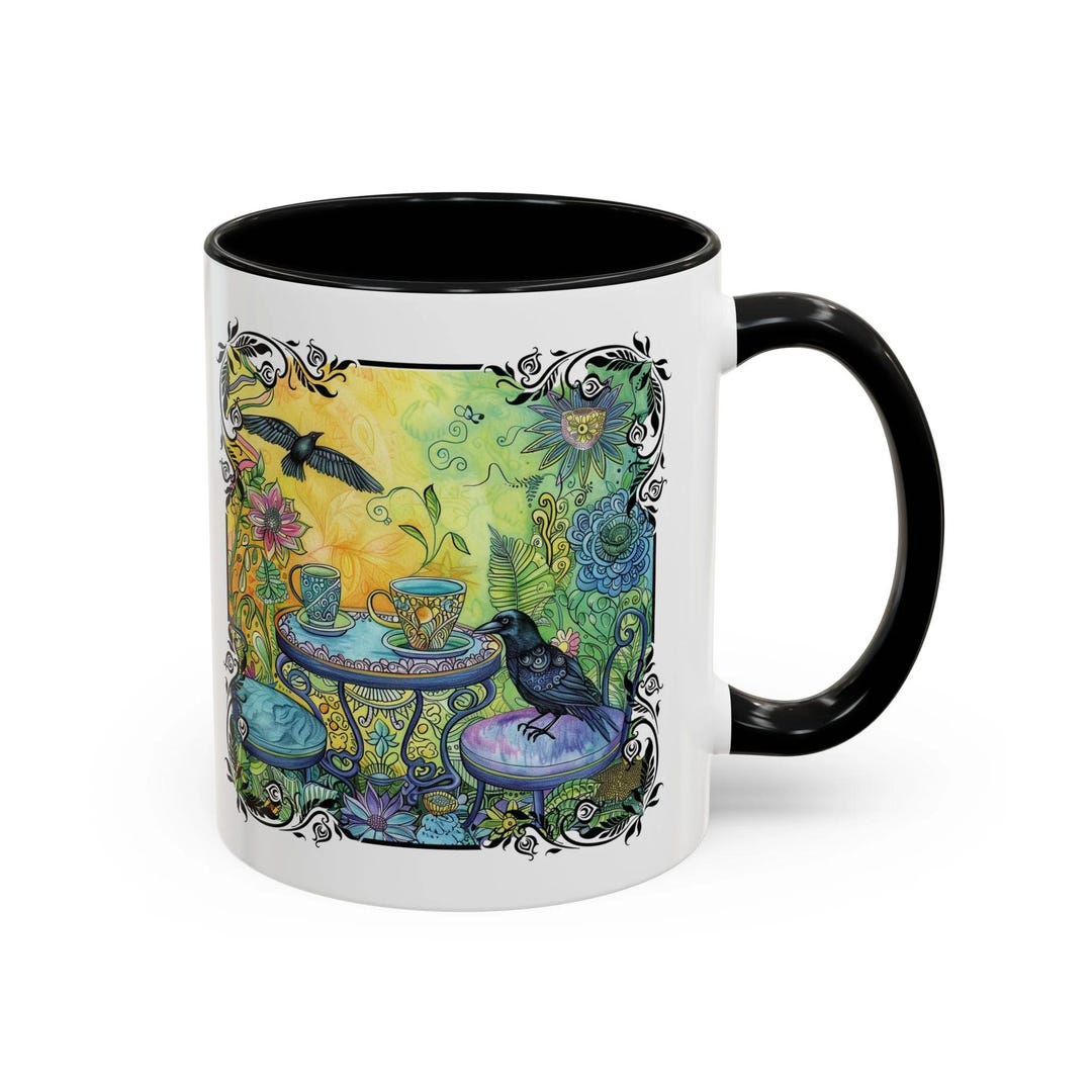 Raven and Crow Zentangle Tea Party, Bird Lover Gift, Bird Watcher Gift ...