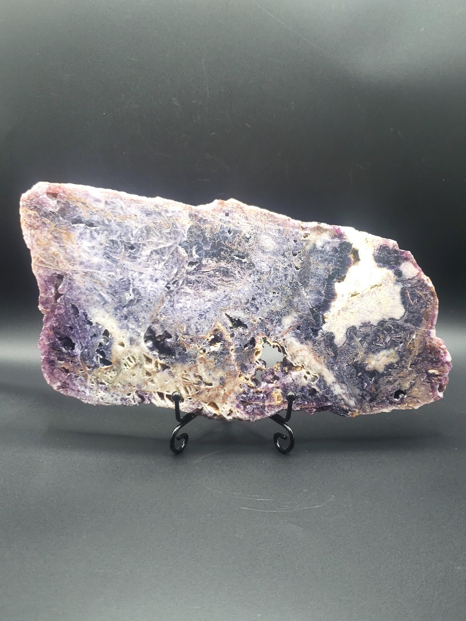 Fluorite Root Slab – Polished Face & Raw Edges – Unique Crystal Display ...
