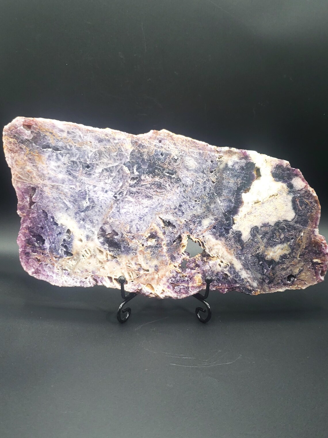 Fluorite Root Slab – Polished Face & Raw Edges – Unique Crystal Display ...