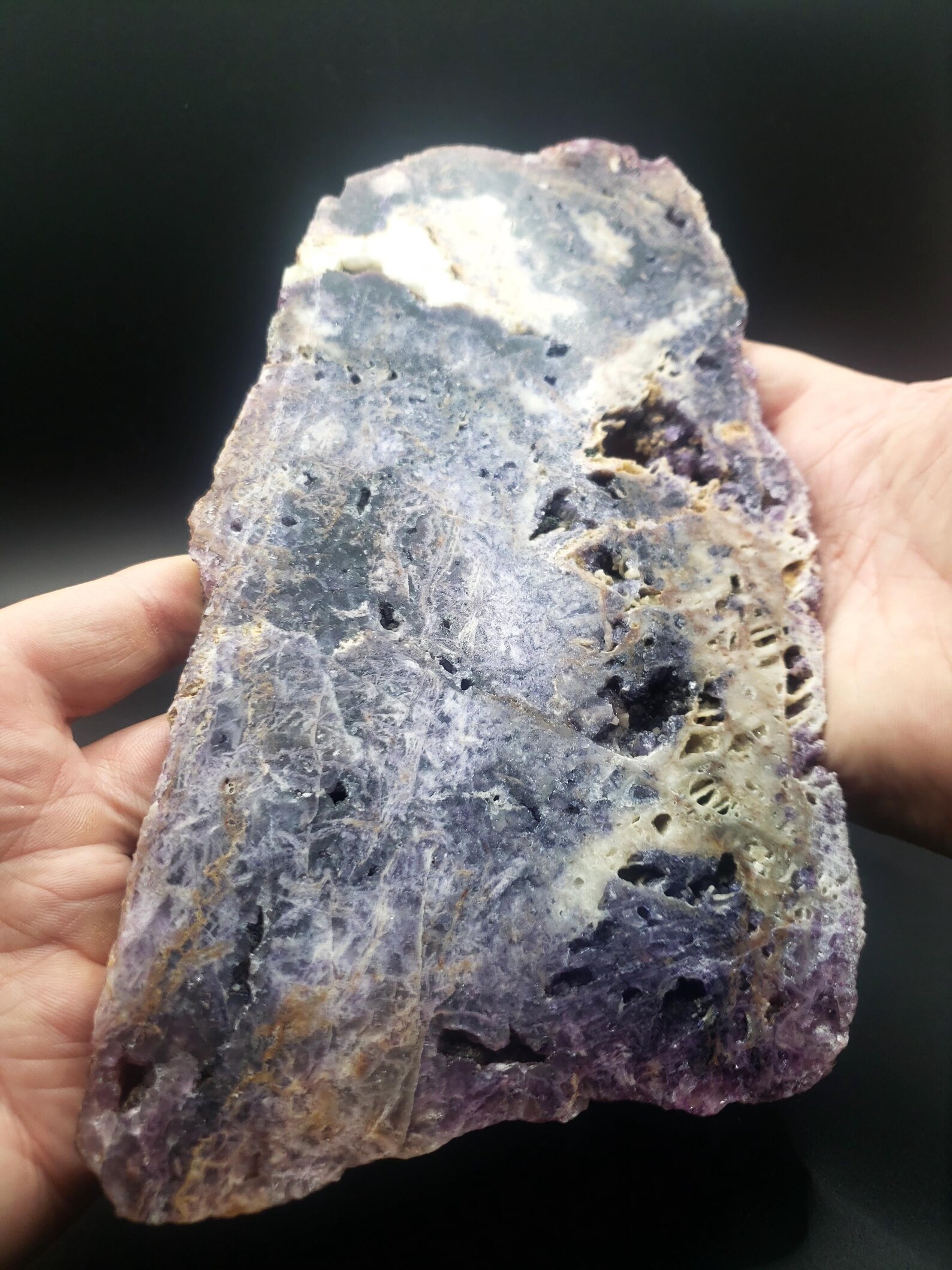 Fluorite Root Slab – Polished Face & Raw Edges – Unique Crystal Display ...