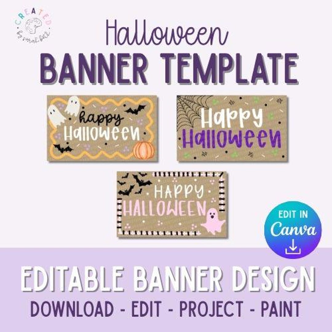 Halloween Template | Spooky Signs | Banner Template | Editable Canva - Etsy