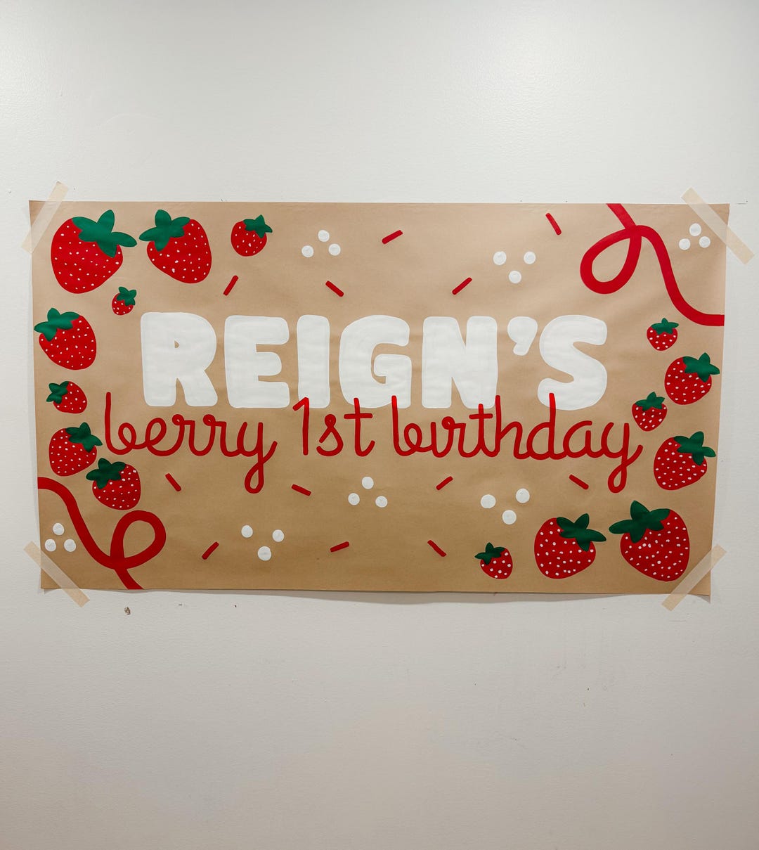 Hand Painted Strawberry Birthday Banner - Etsy