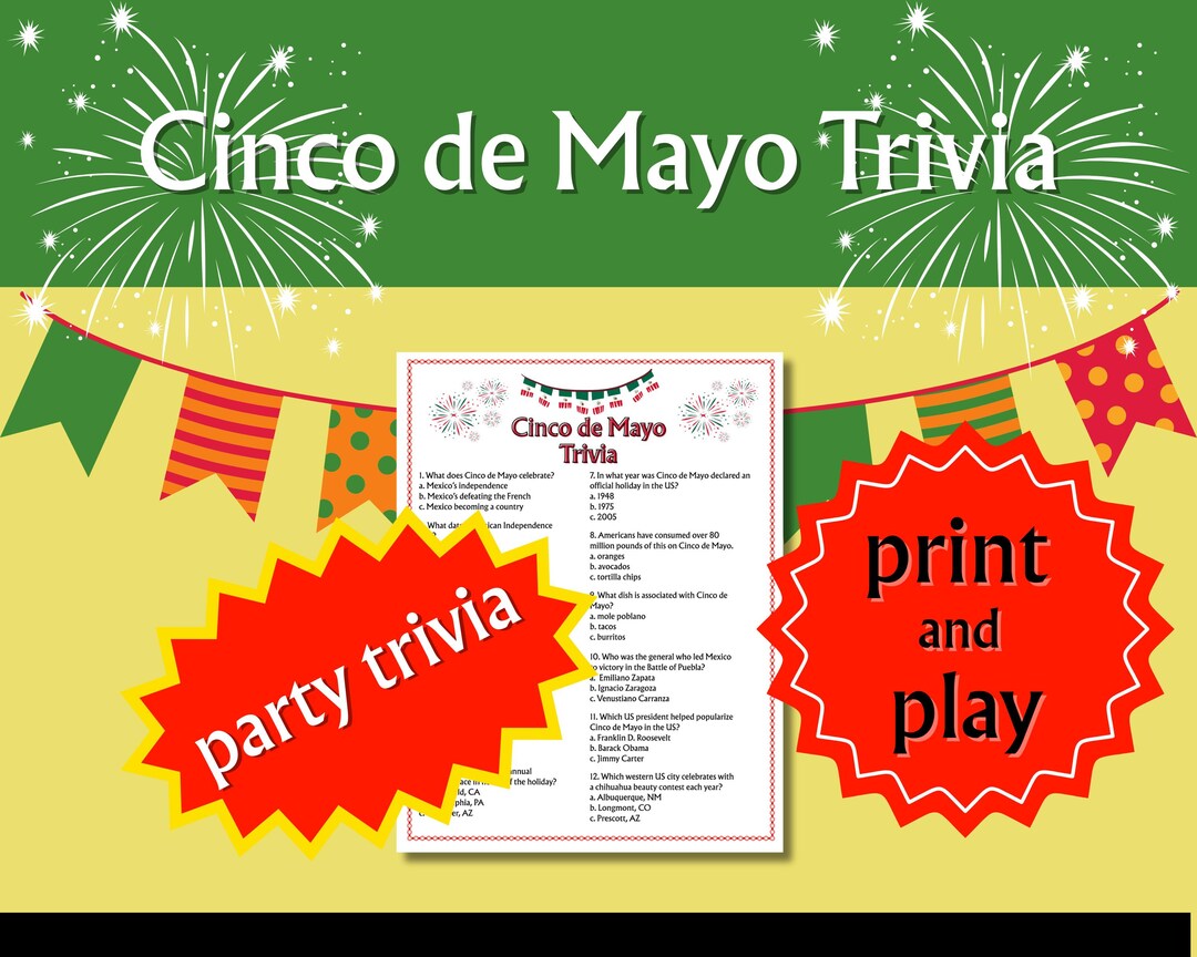 Cinco De Mayo Trivia Game: Printable Party Quiz (PDF) - Etsy