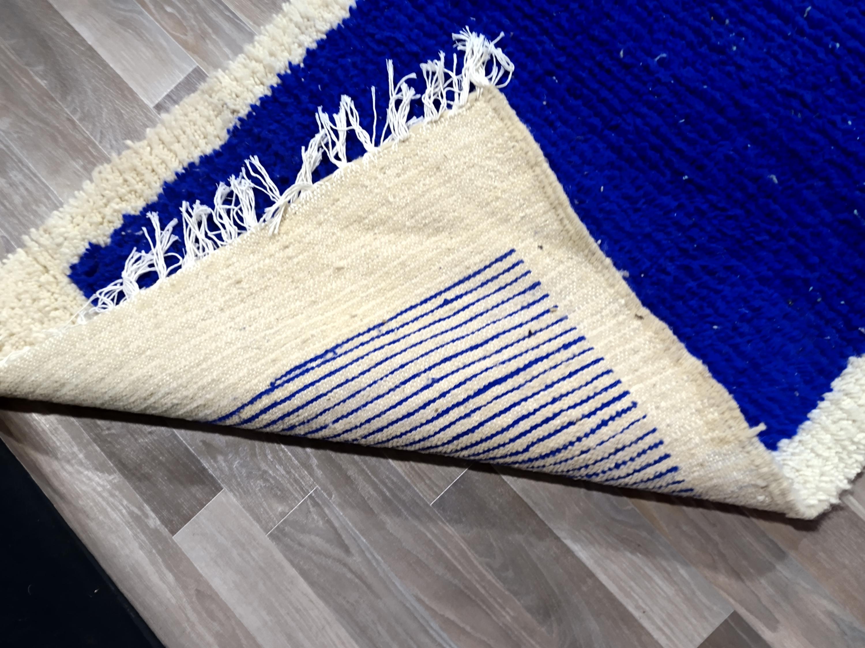 BLUE RUNNER Rug, Shaggy Moroccan Rug, Beni Ourain Wool Hallway Runner ...