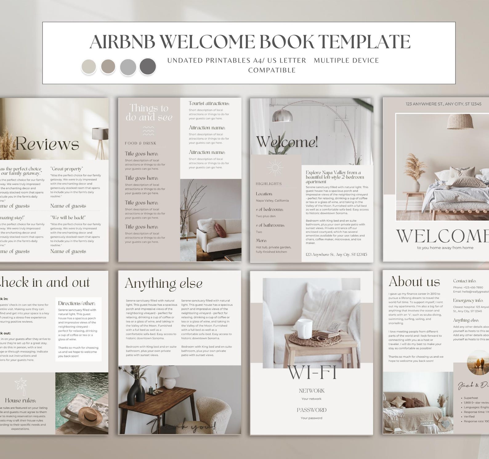Editable Airbnb Guest Welcome Book | Vacation Rental Guide | House ...