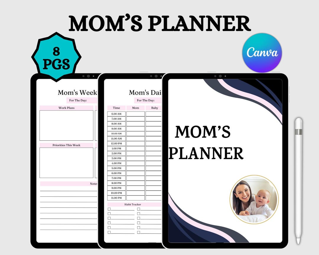 Editable and Printable Mom's Planner | Daily Organizer for Busy Moms ...