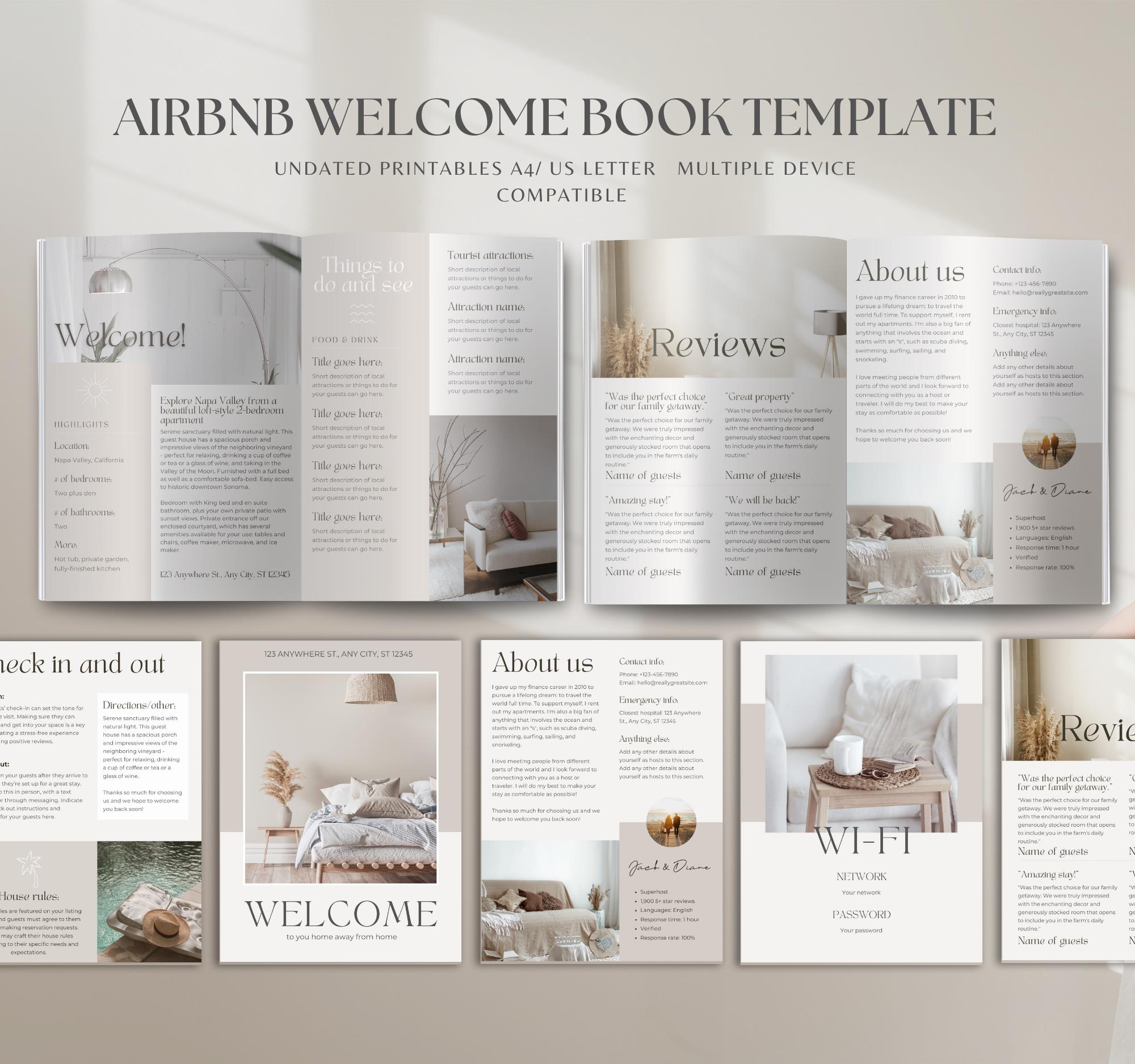 Editable Airbnb Guest Welcome Book | Vacation Rental Guide | House ...