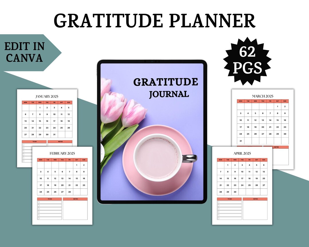 Editable and Printable Gratitude Planner | Daily Gratitude Journal and ...