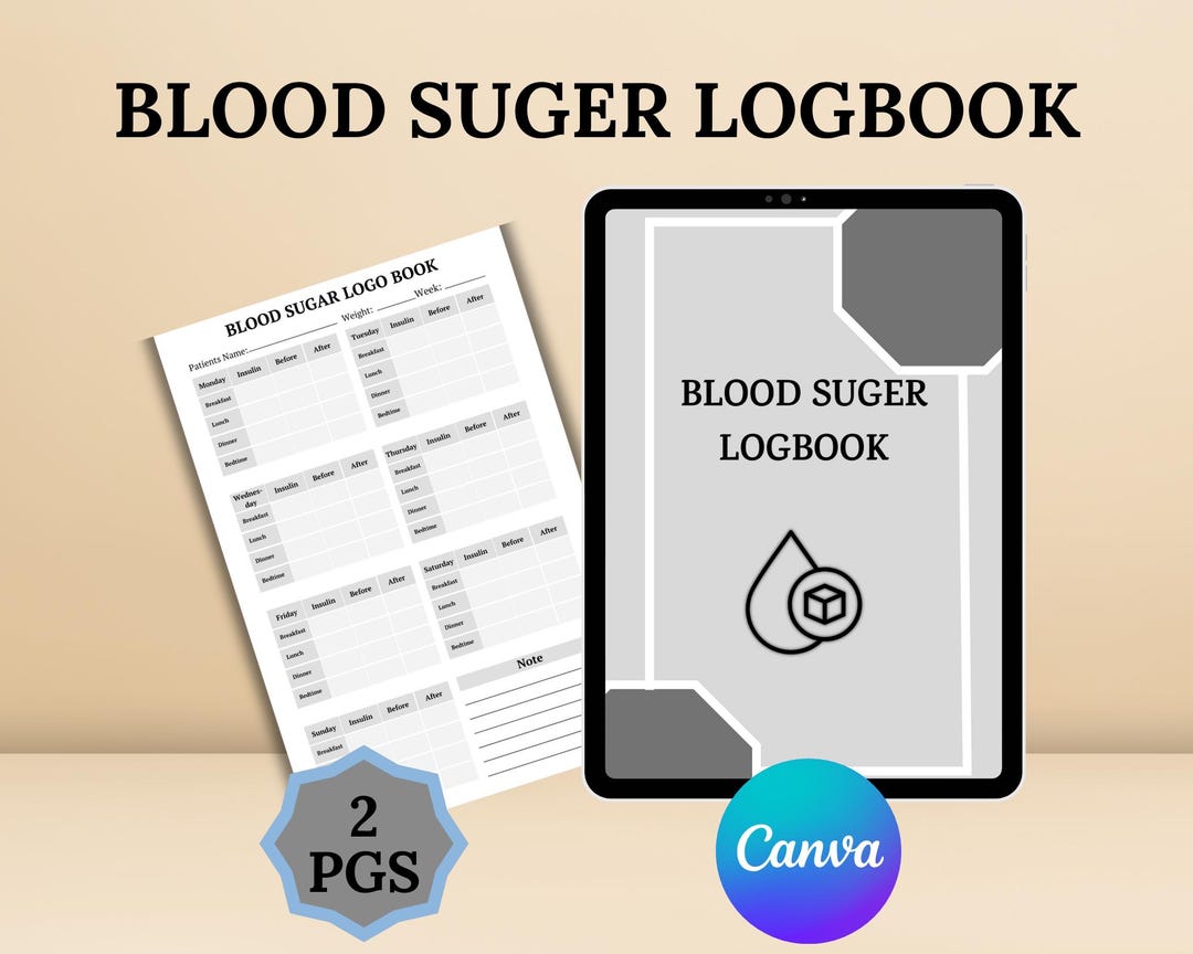 Editable and Printable Blood Sugar Logbook | Diabetes Tracker | Glucose ...